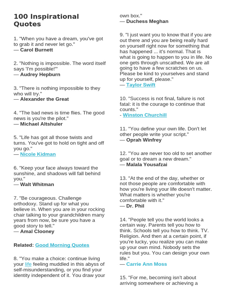 100 Inspirational Quotes | PDF