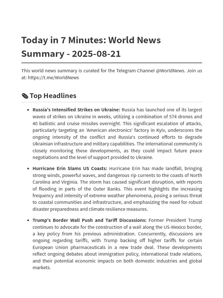 WorldNews Summary 2025-08-21 | PDF | Artificial Intelligence ...