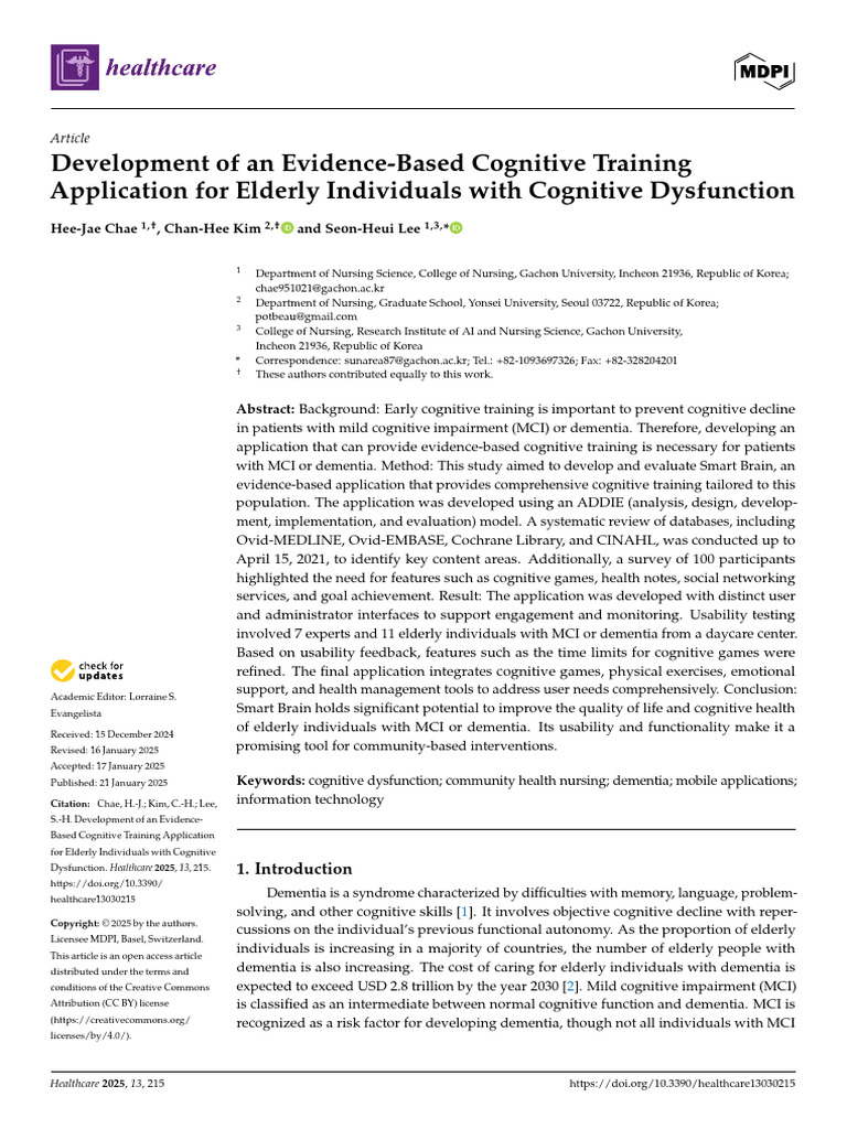 Cognitive Training App for Elderly Care | PDF | Dementia | Usability