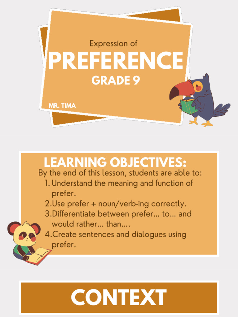 Understanding Preferences in English | PDF