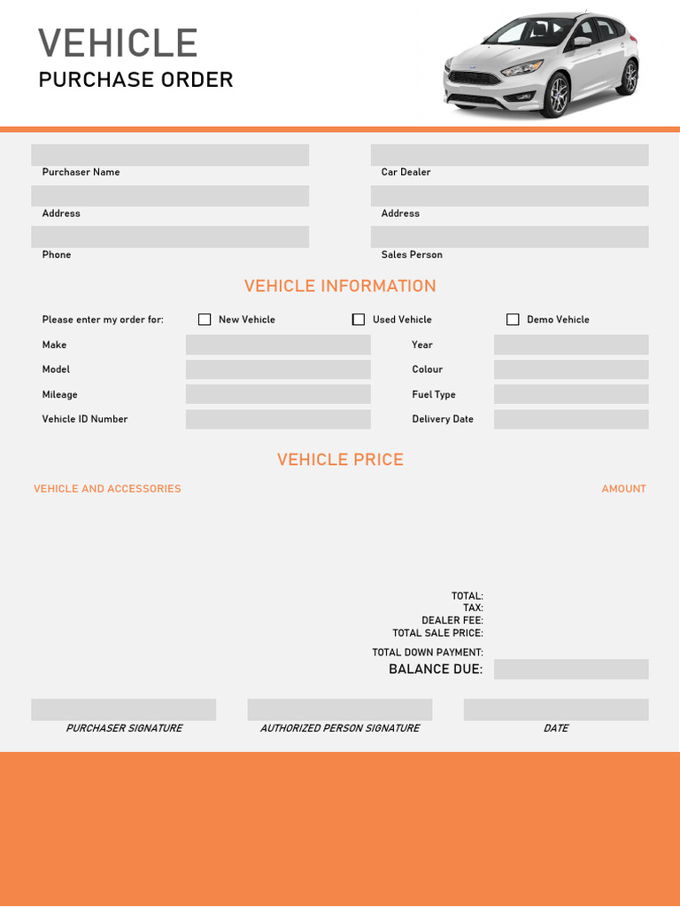 Vehicle Purchase Order Template 0002 | PDF | Car | Land Vehicles