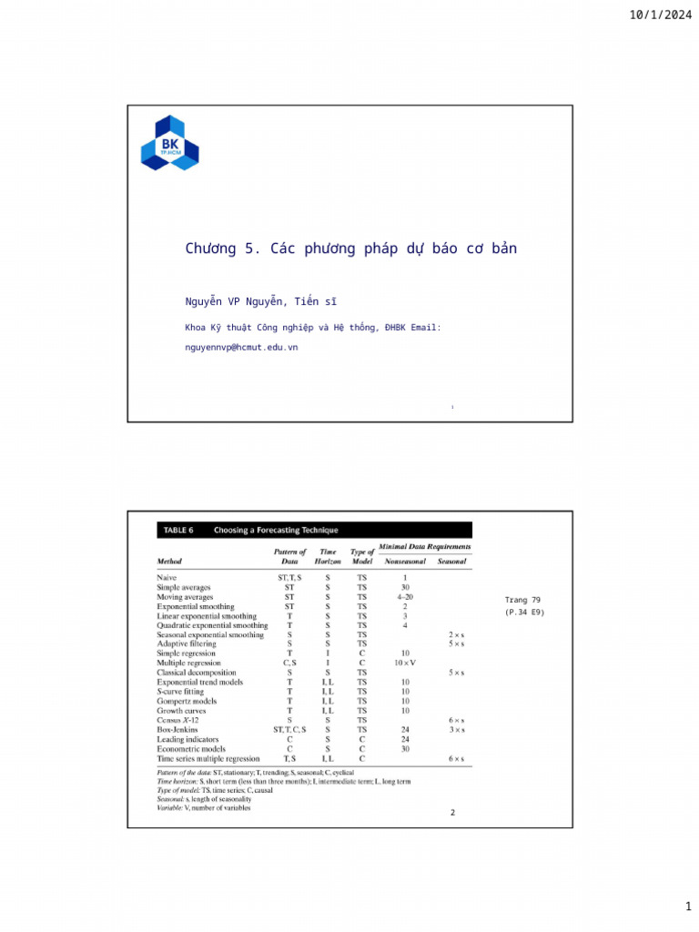 Chapter 5 - Basic Forecasting Method - 2024 | PDF