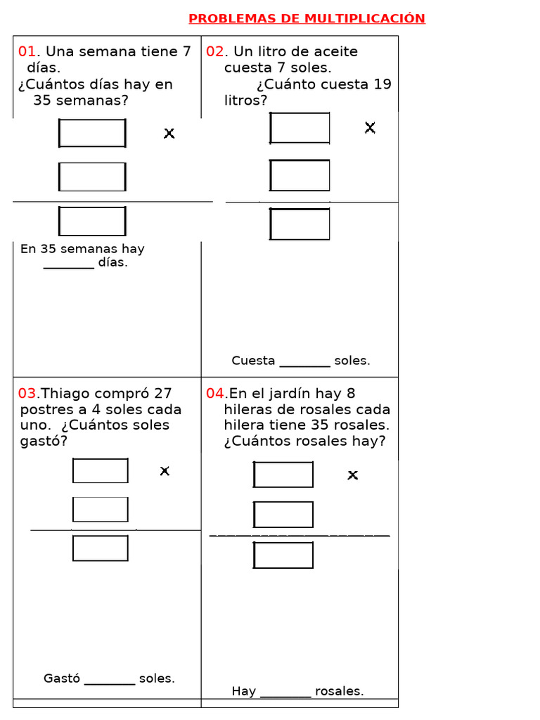 Problemas de Multiplicación Básica | PDF