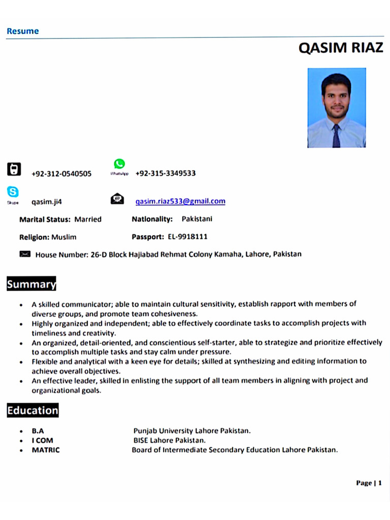 Qasim CV New | PDF