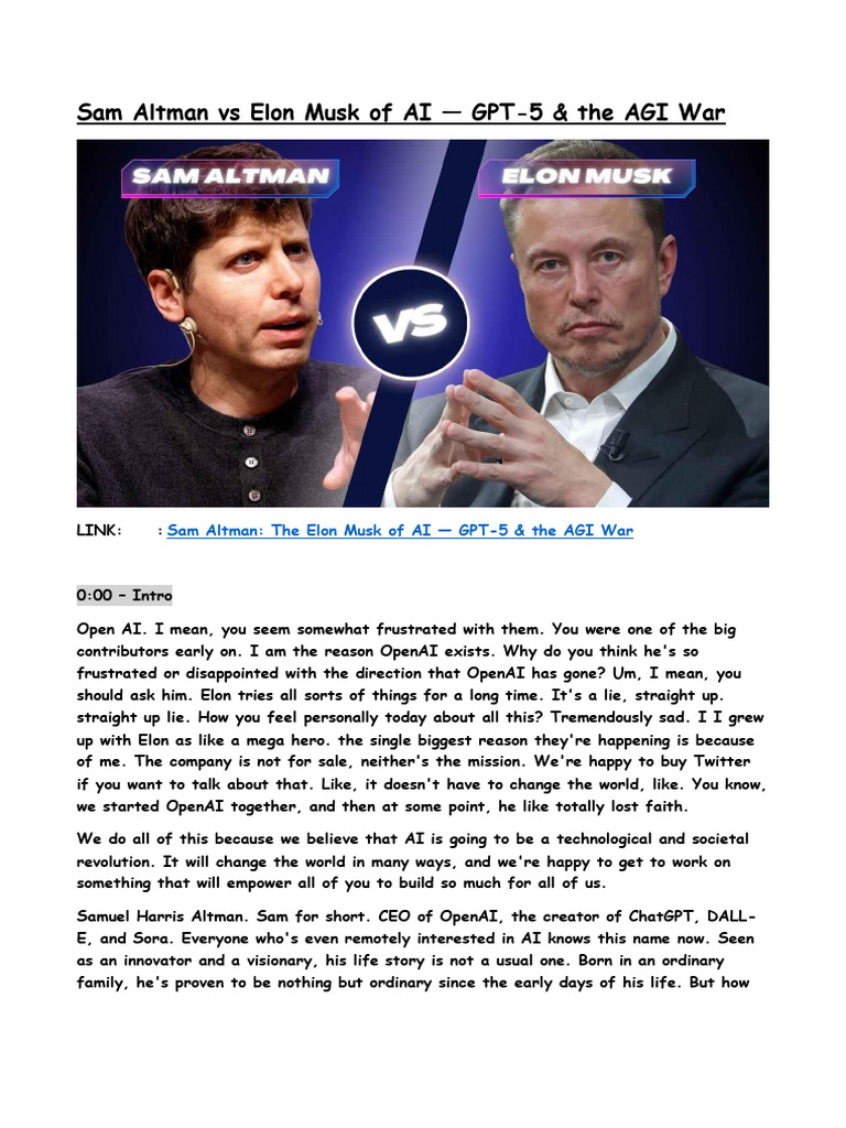 Sam Altman vs Elon Musk of AI — GPT-5 & the AGI War | PDF