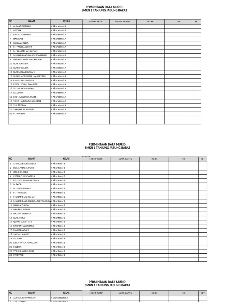 Data No Hp Siswa | PDF