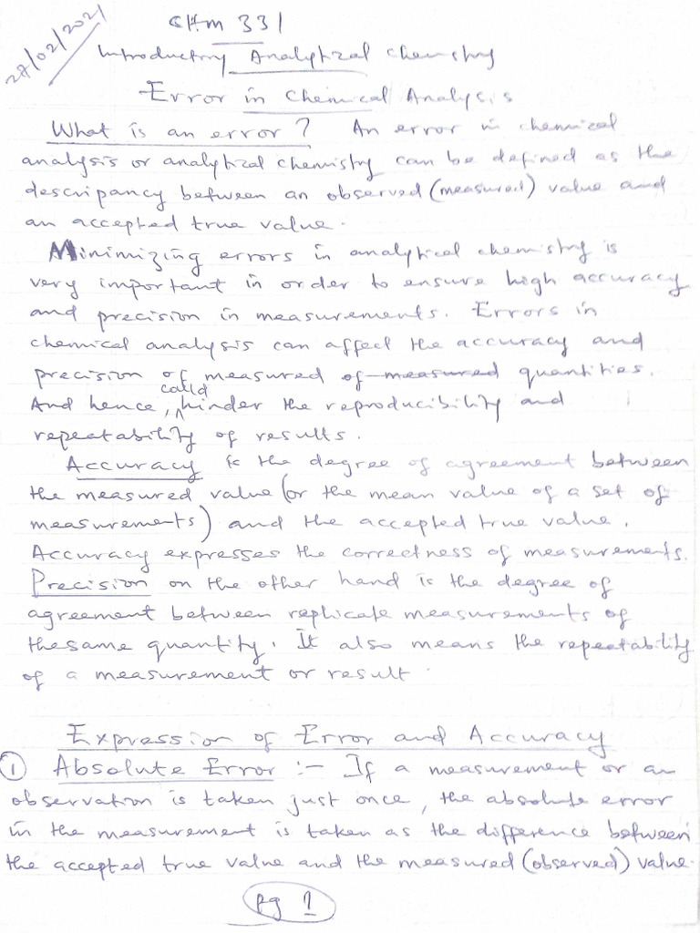 Errors in Chemical Analysis | PDF