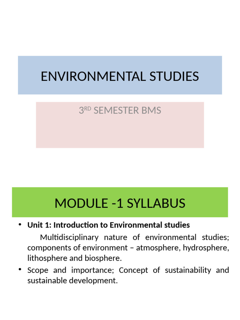 EVS MODULE 1 PPT-1 | PDF | Atmosphere Of Earth | Earth