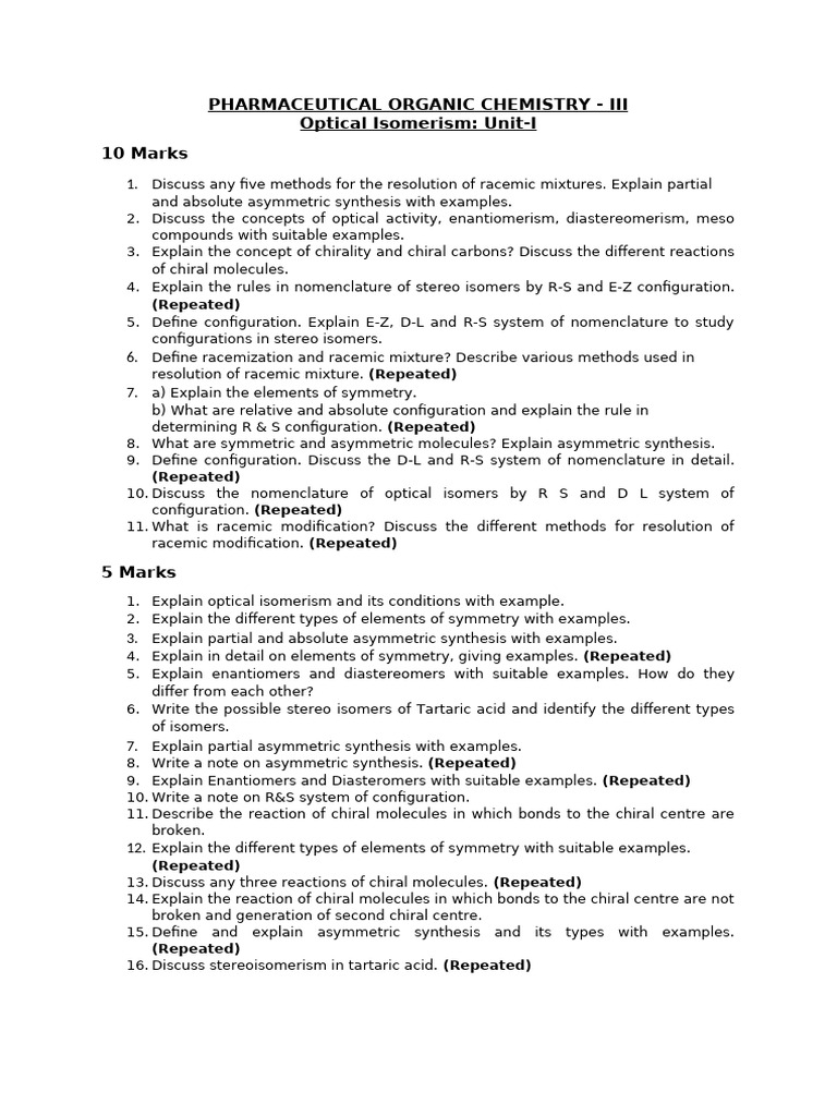 Defining Configuration in POC 3 | PDF | Chirality (Chemistry ...