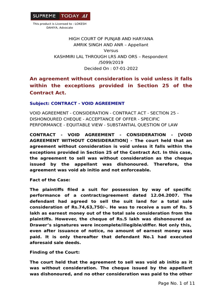 Amrik Singh and Anr Vs Kashmiri Lal Through Lrs and Ors | PDF | Lawsuit | Judgment (Law)