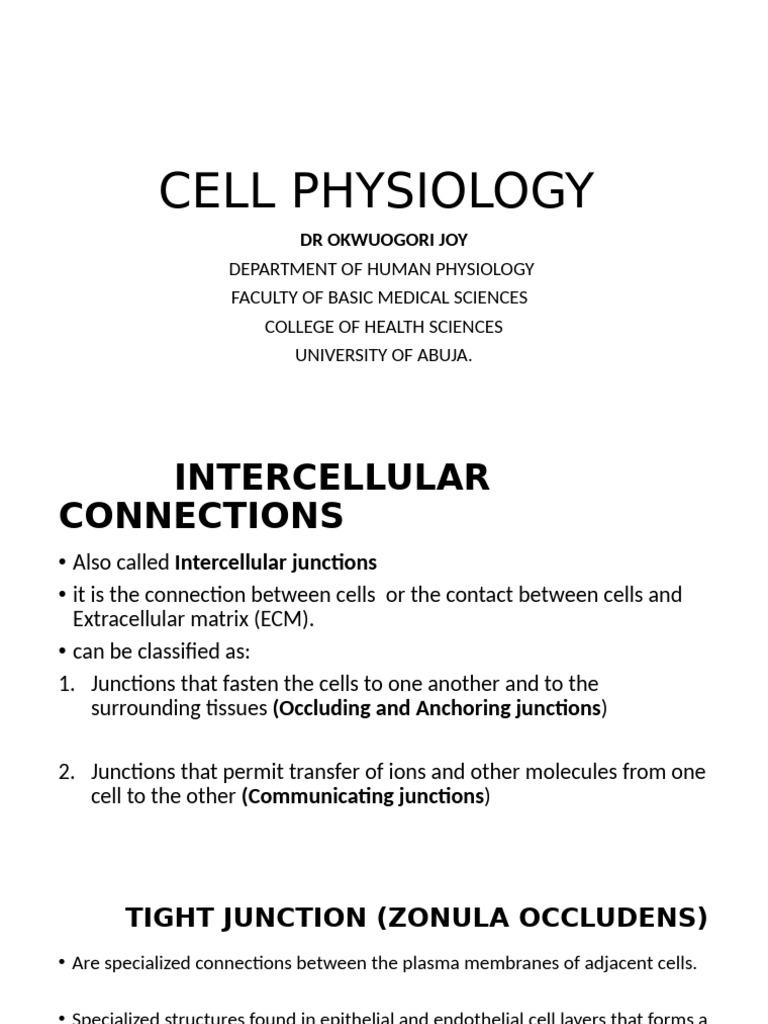 Intercellular Connections in Cell Physiology | PDF | Cell Signaling ...