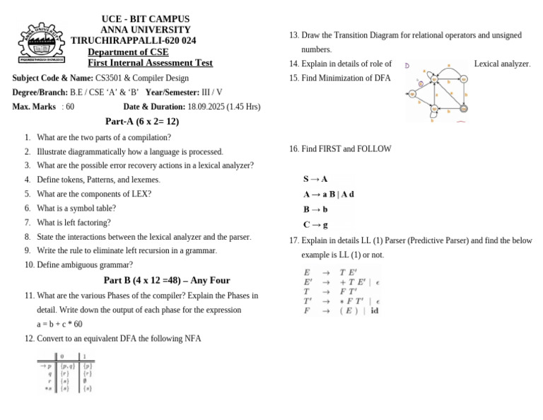 Internal Assessment Test - I 18.09.25 | PDF