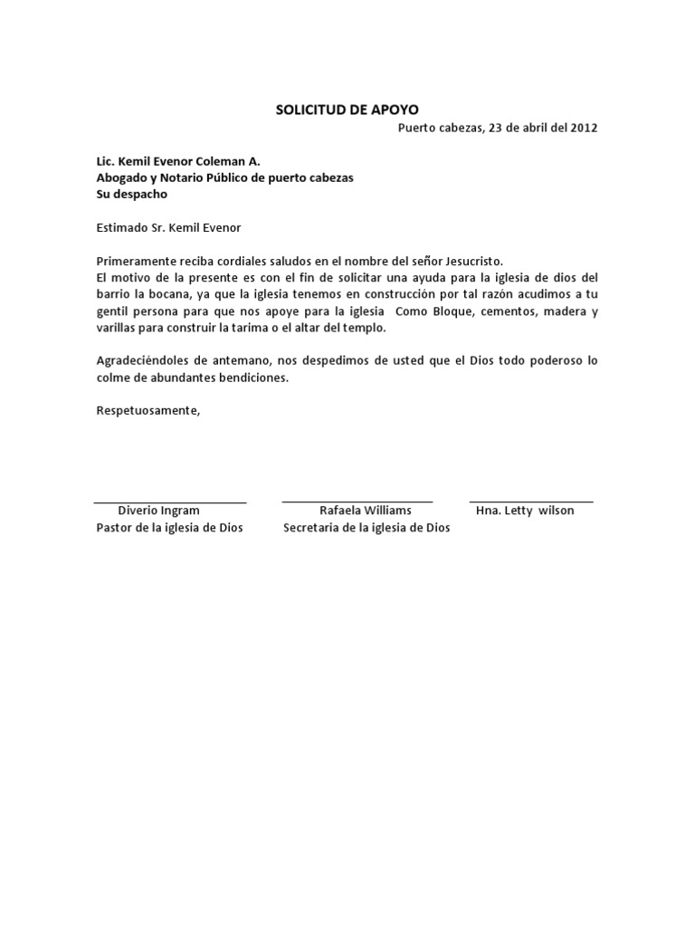 Solicitud de Apoyo para Construcción de Iglesia | PDF | Religión y creencia