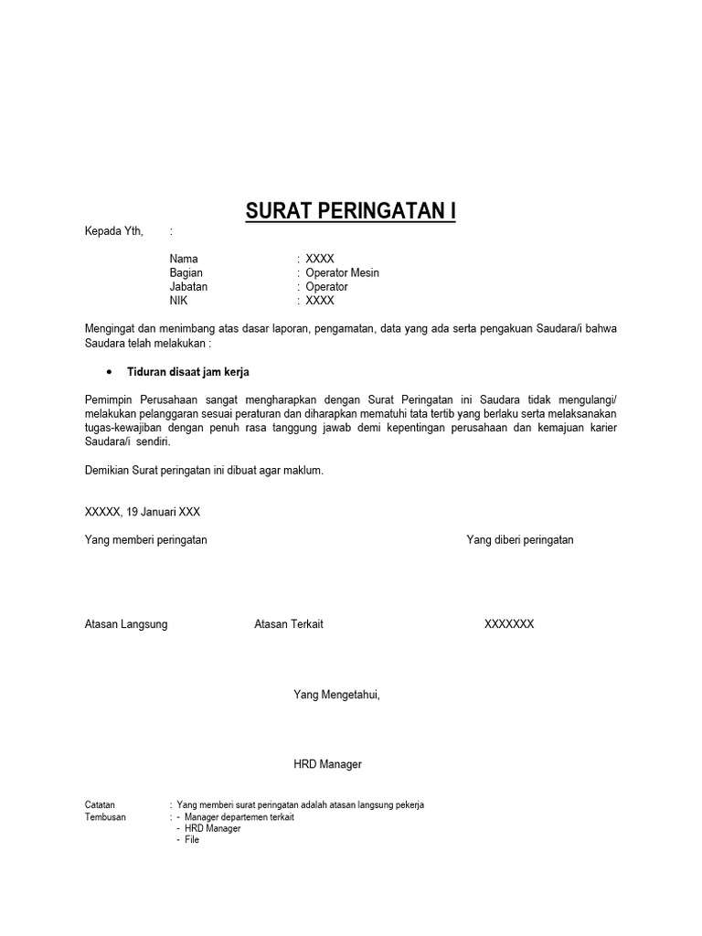 Format Surat Peringatan | PDF