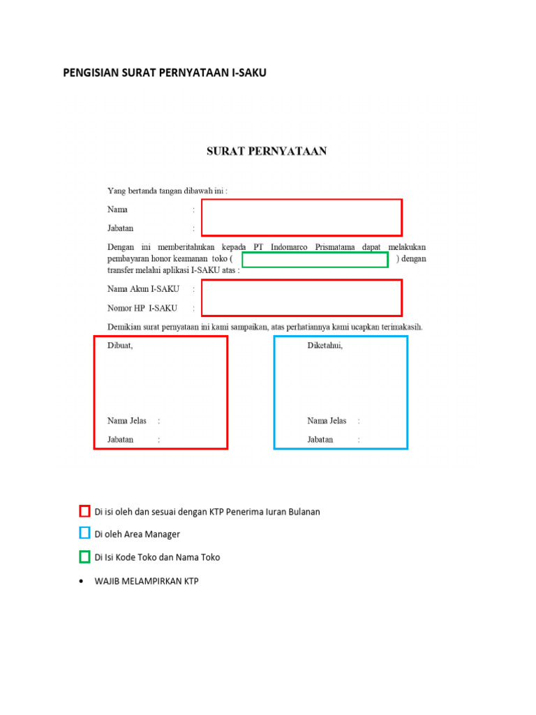Contoh Pengisian Surat I-SAKU | PDF