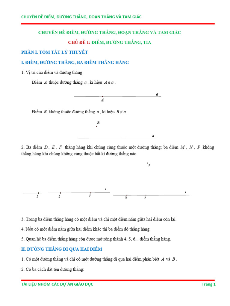 Chuyen de Diem Duong Thang Doan Thang Va Tam Giac on Thi Hoc Sinh Gioi Toan 6 | PDF