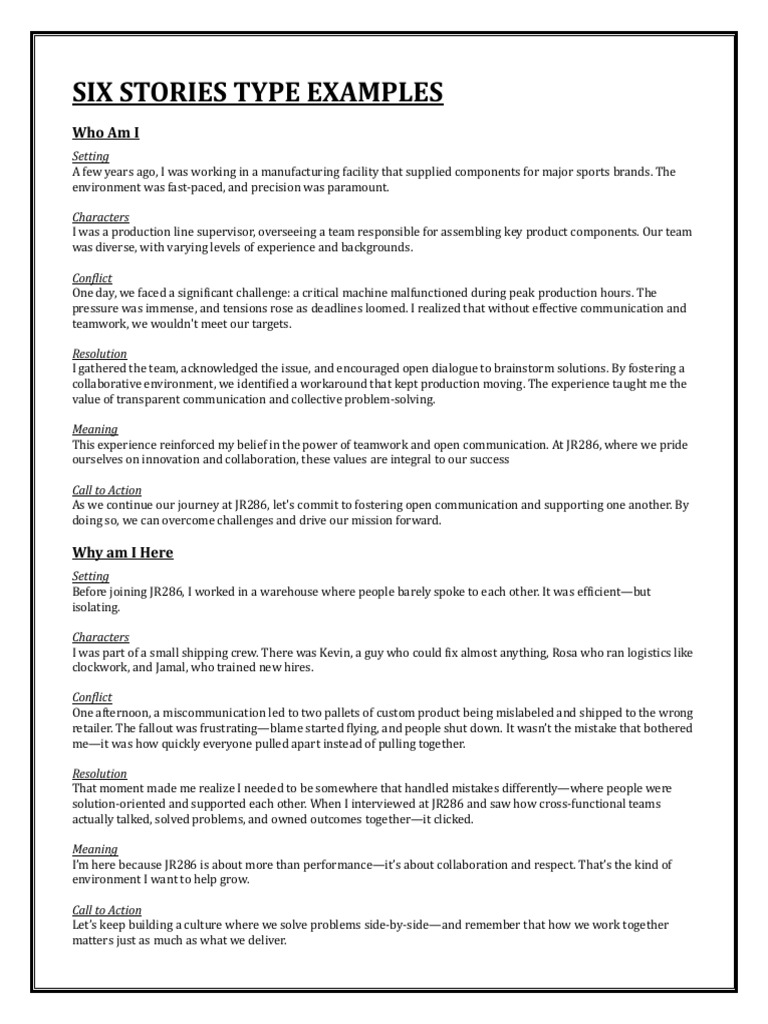 Six Story Types for Team Building | PDF | Business