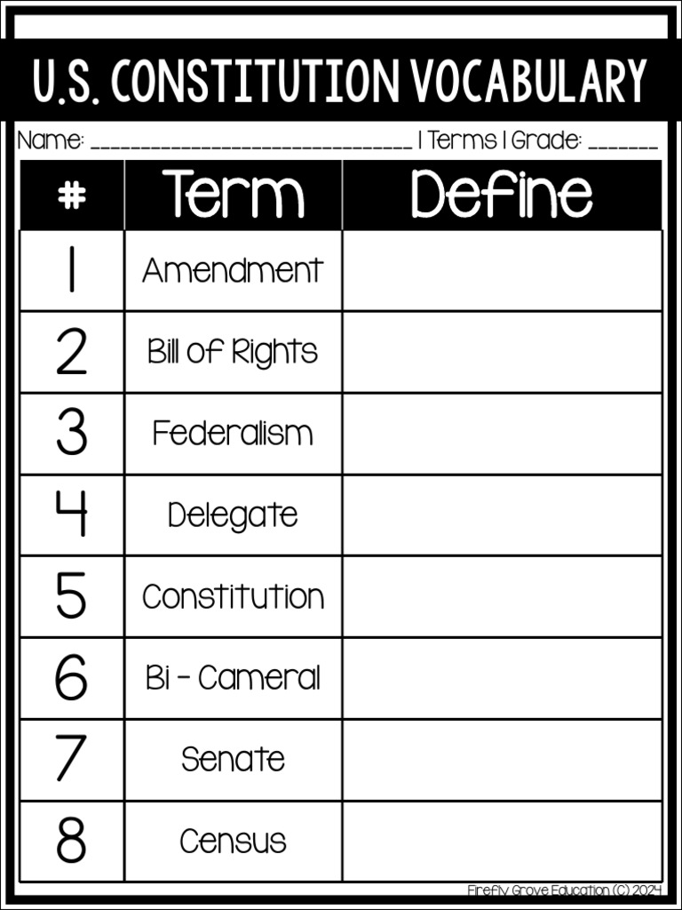 US Constitution Vocabulary | PDF | United States Bill Of Rights ...