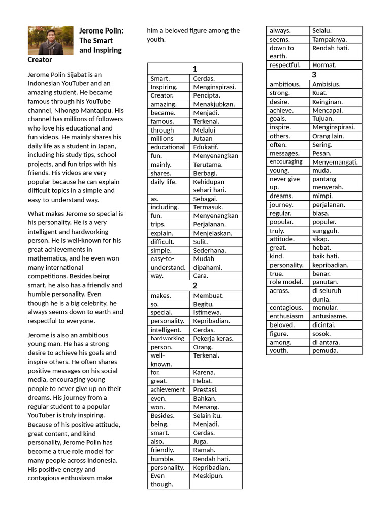 Descriptive Text Jerome Polin | PDF