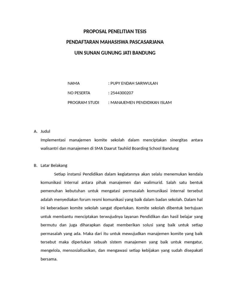 Proposal Penelitian Tesis | PDF