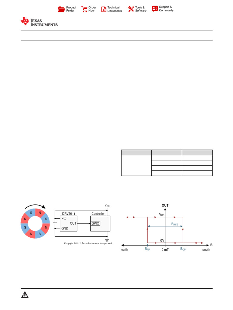 DRV 5011 | PDF | Electric Motor | Electrostatic Discharge