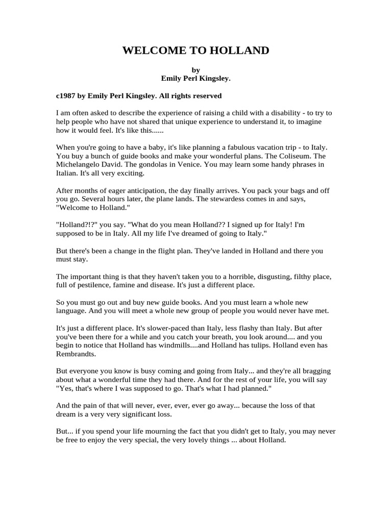 Welcome To Holland | PDF