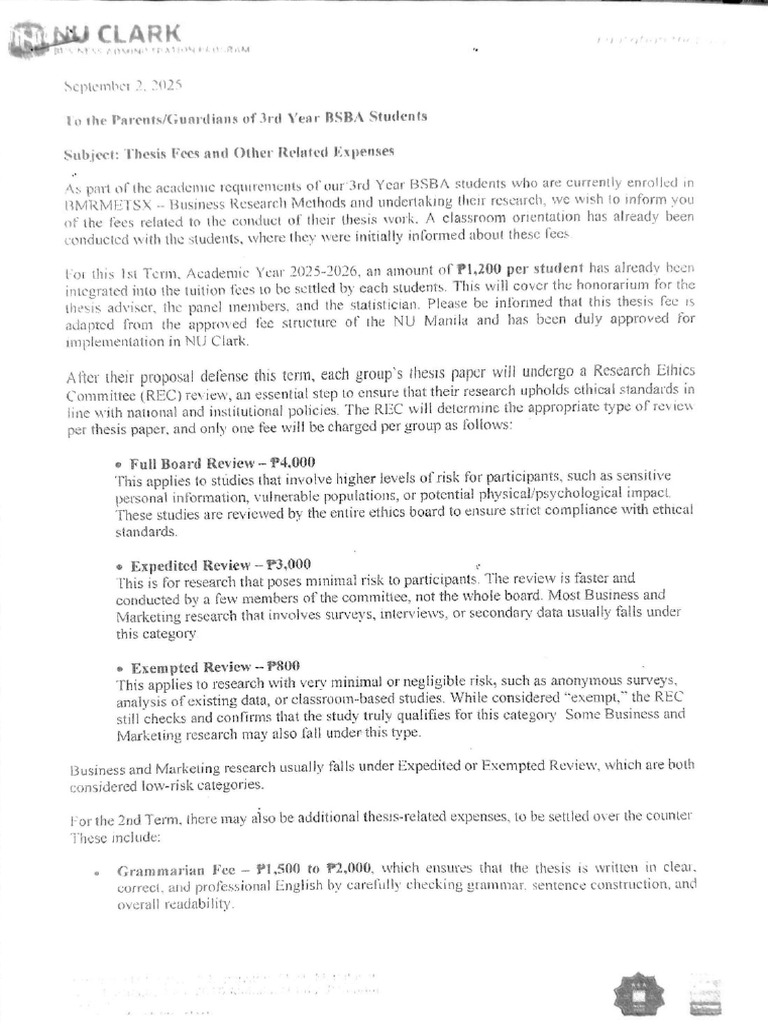 Thesis Fees A4 | PDF