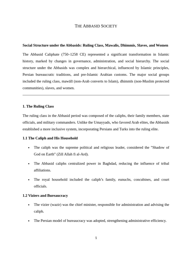 Abbasid Caliphate Social Hierarchy | PDF | Caliphate | Abrahamic Religions
