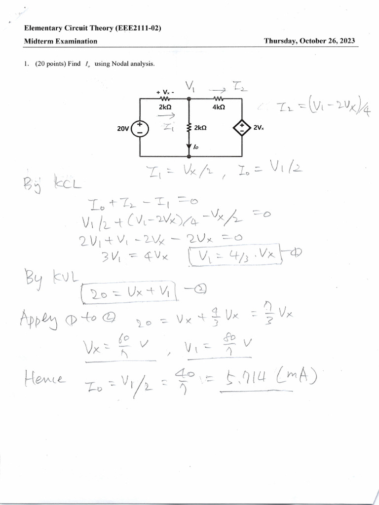 Midterm (2023 10 26) Solution | PDF