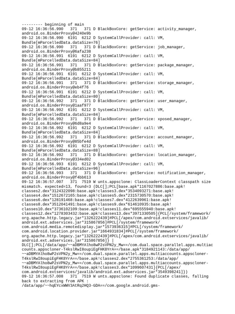 Com - Dual.space - Parallel.apps - Multiaccounts.appscloner Logcat | PDF | Software Development ...