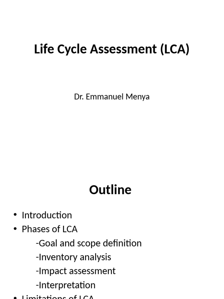 Life Cycle Assessment Methodology Overview | PDF | Life Cycle ...