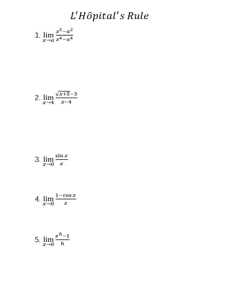 L'hopital's Rule 学案 | PDF