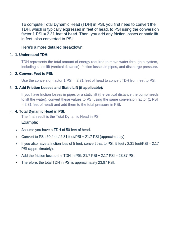To Compute Total Dynamic Head | PDF