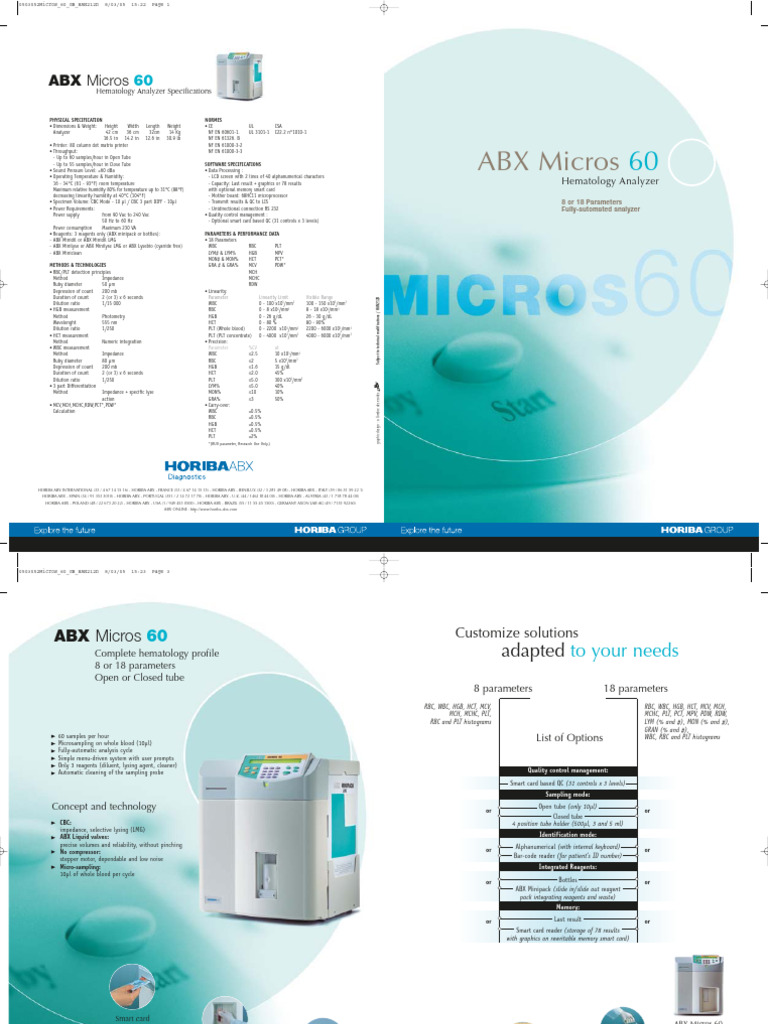 Horiba ABX Micros 60 Specs | PDF