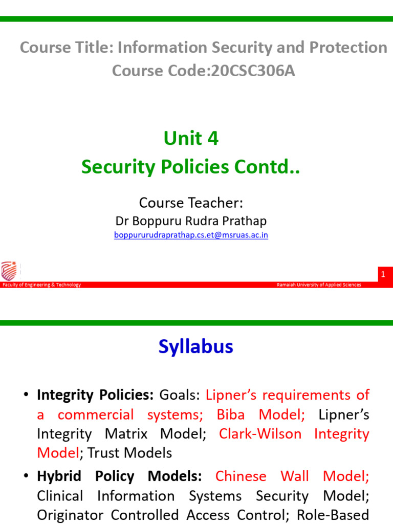 Integrity Policies in Information Security | PDF | Public Key ...