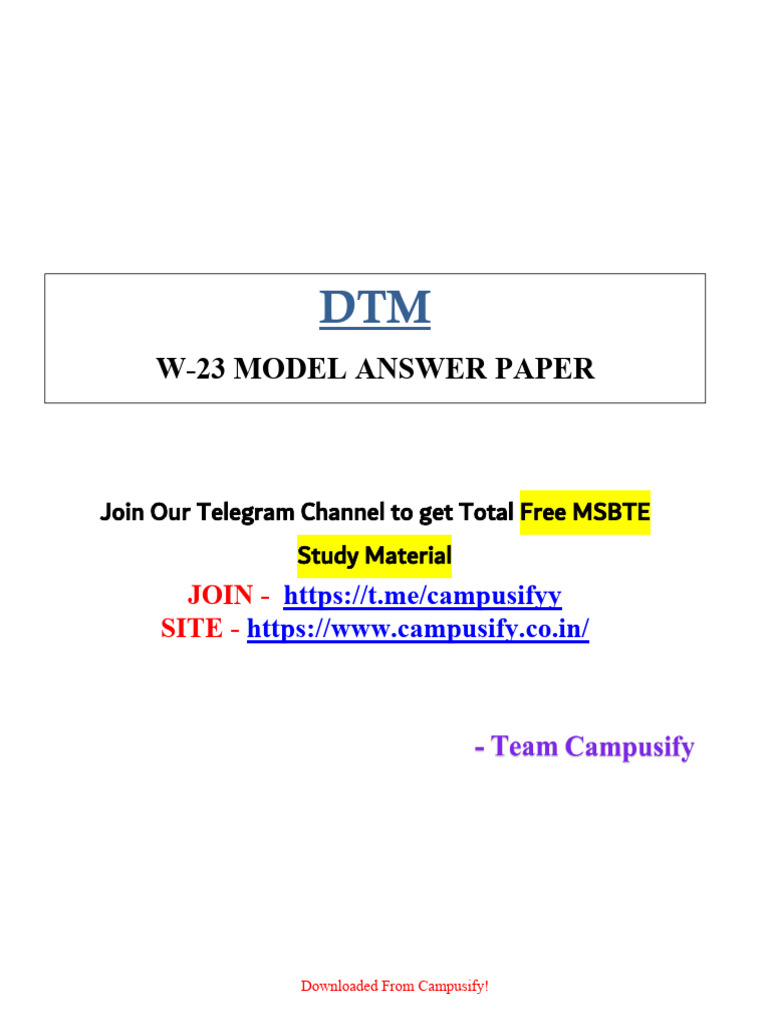DTM W-23 Model Answer Paper | PDF | Logic Gate | Digital Electronics