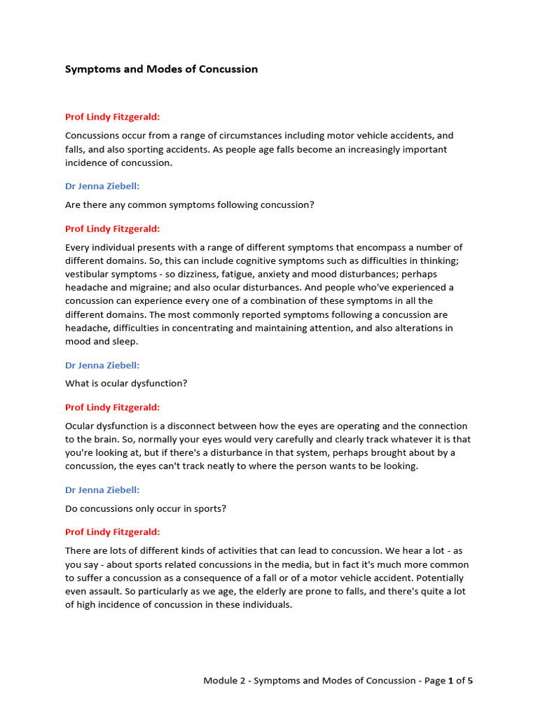 Understanding Concussion Symptoms and Risks | PDF | Concussion | Mental ...
