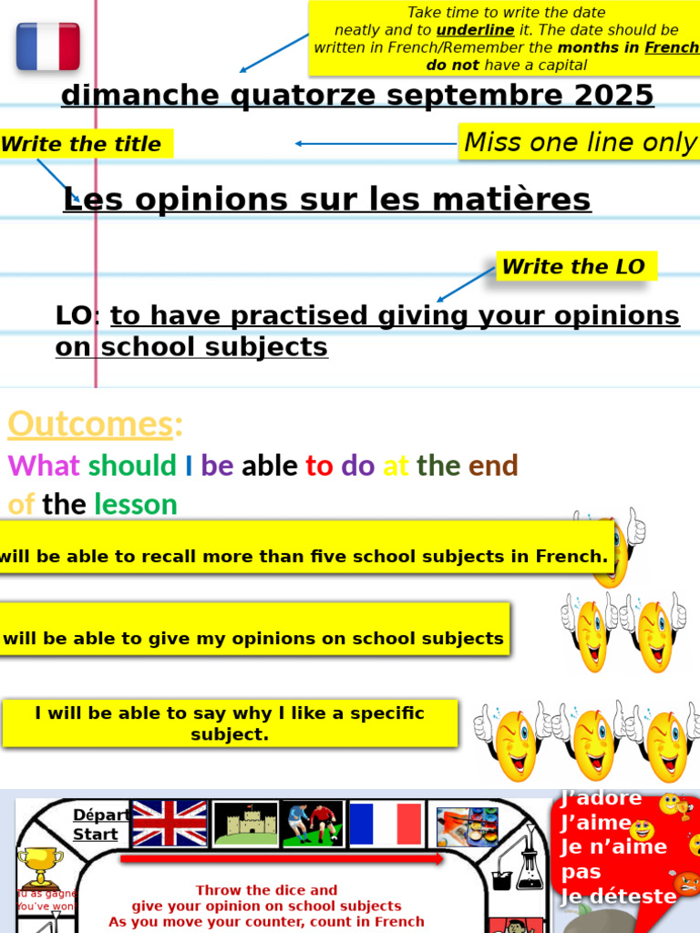 Opinions on School Subjects in French | PDF