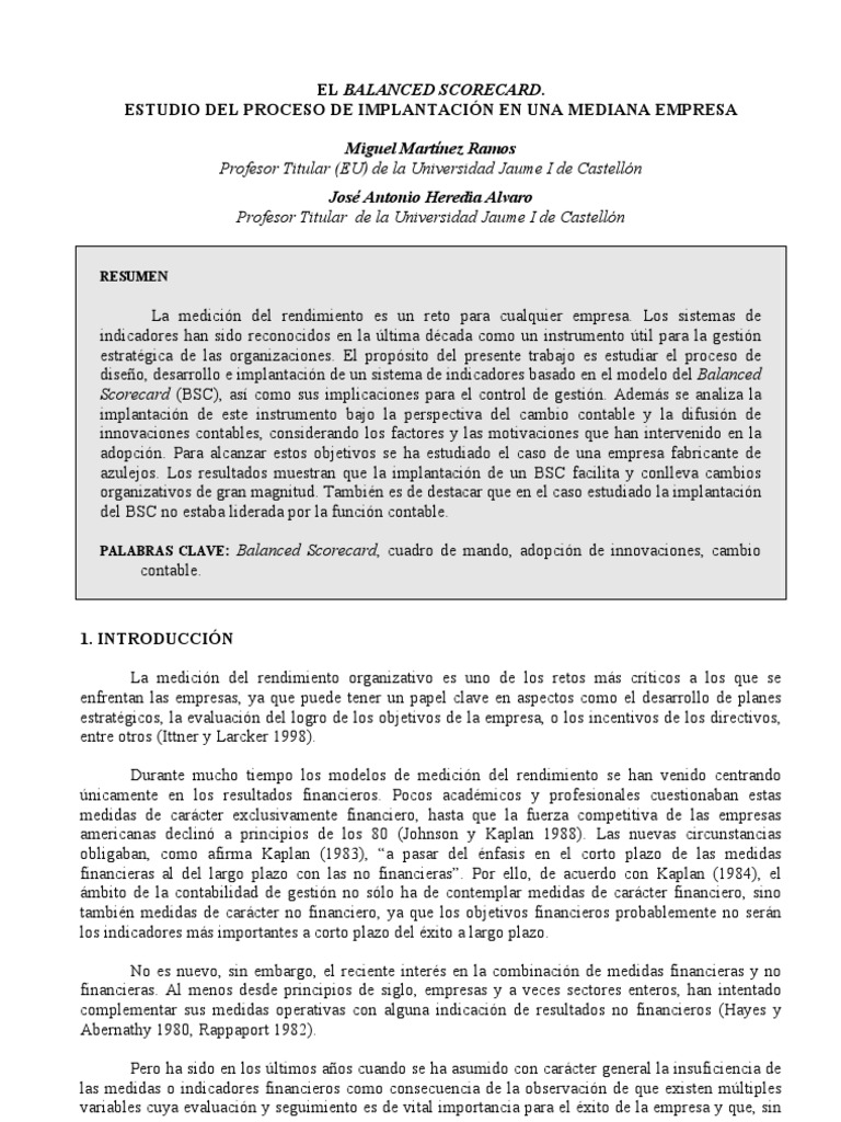 Caso de Estudio BSC | PDF | Planificación | Diseño