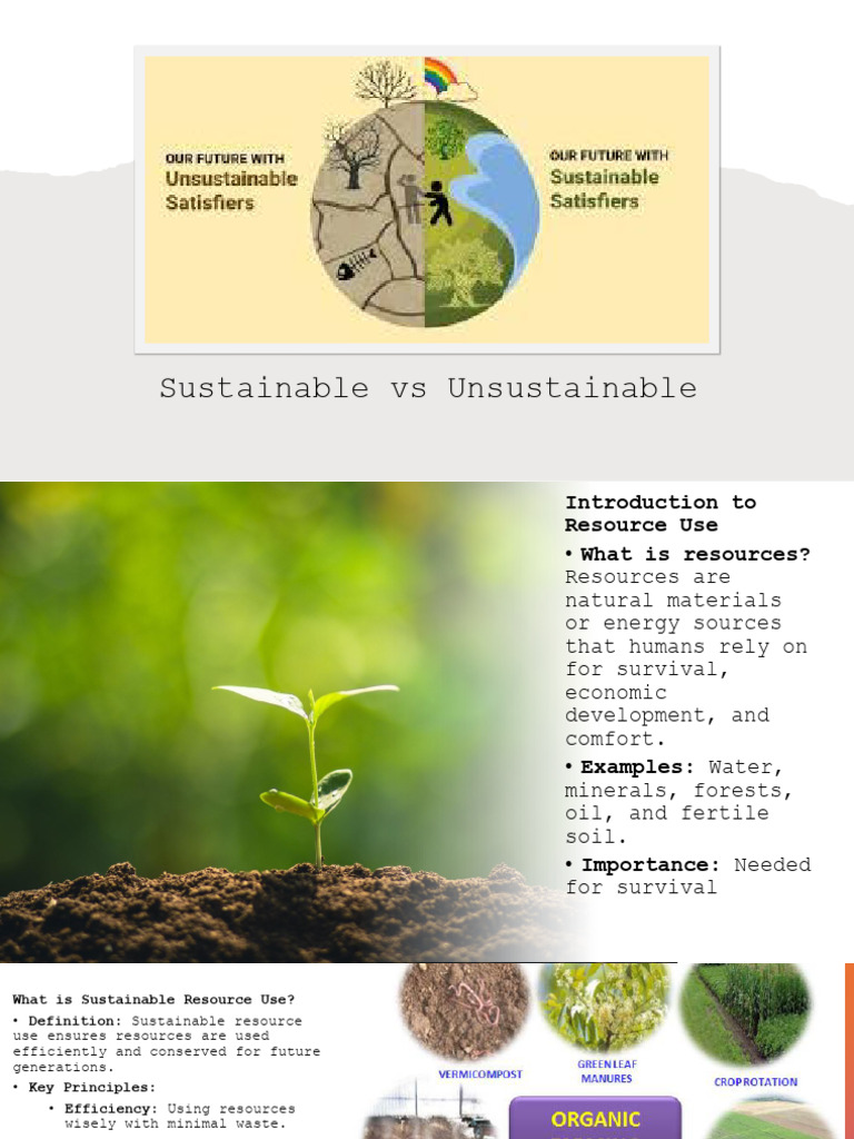 Sustainable vs Unsustainable Resource Use | PDF | Sustainability ...