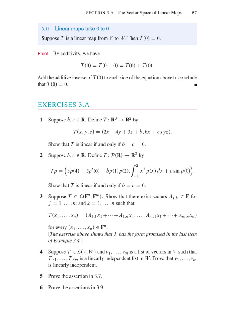 Linear Maps: Properties and Exercises | PDF | Linear Map | Vector Space