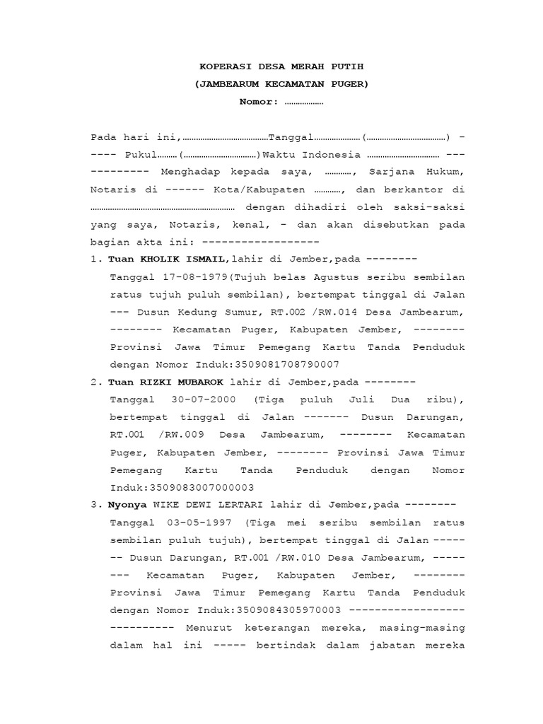 Template Ad Pembentukan Baru Koperasi Desa Merah Putih | PDF