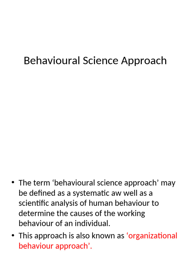 Understanding the Behavioral Science Approach | PDF | Science ...