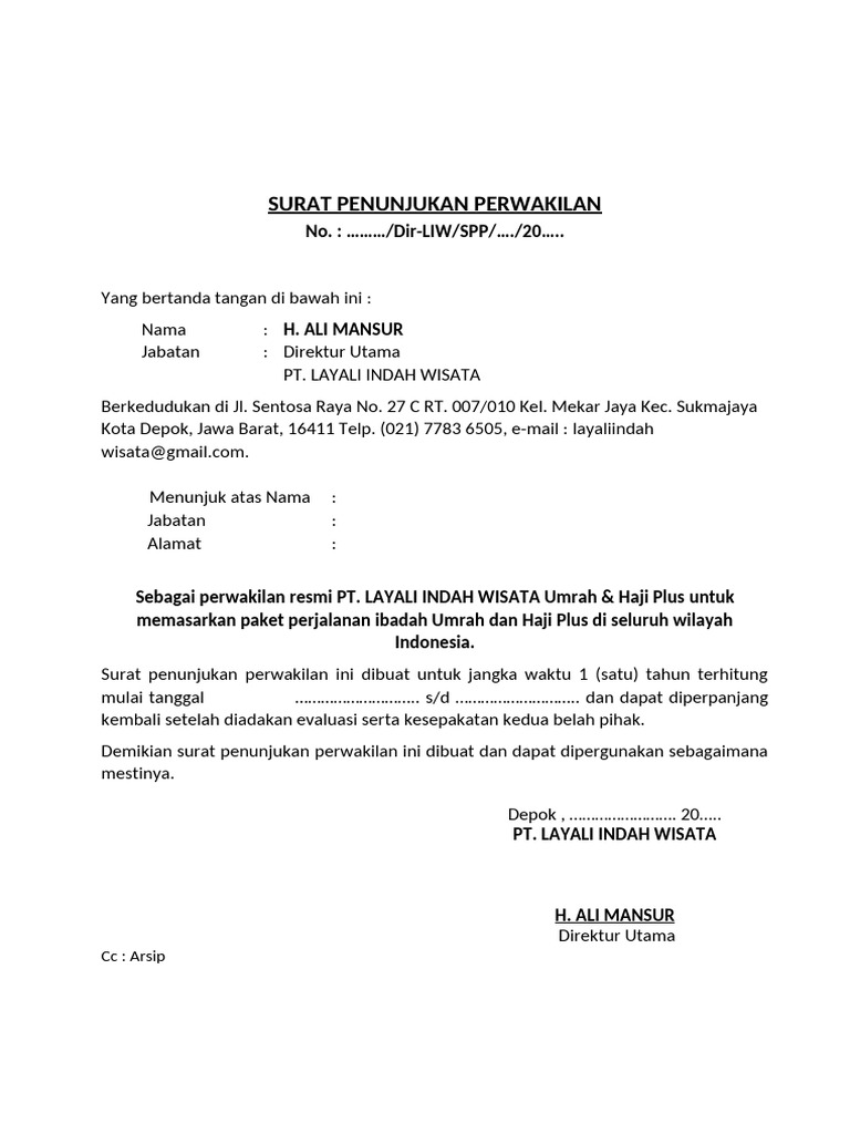 Master Surat Penunjukan Perwakilan & Mou Layali | PDF