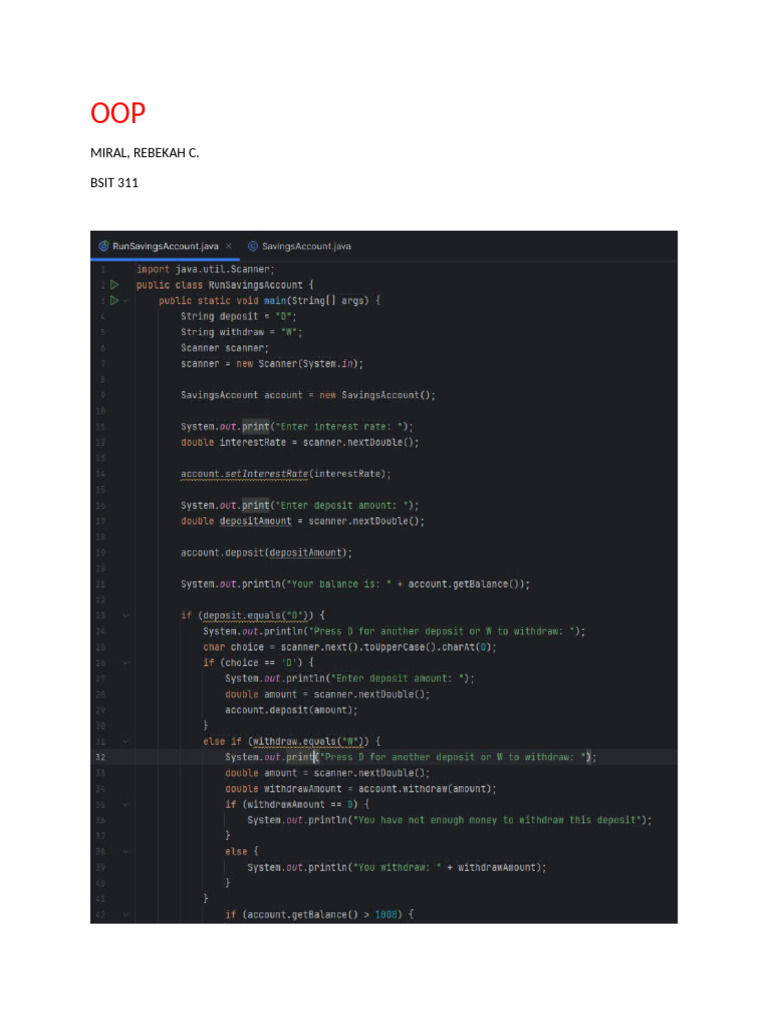 Labexer Oop Miral, Rebekah C. | PDF