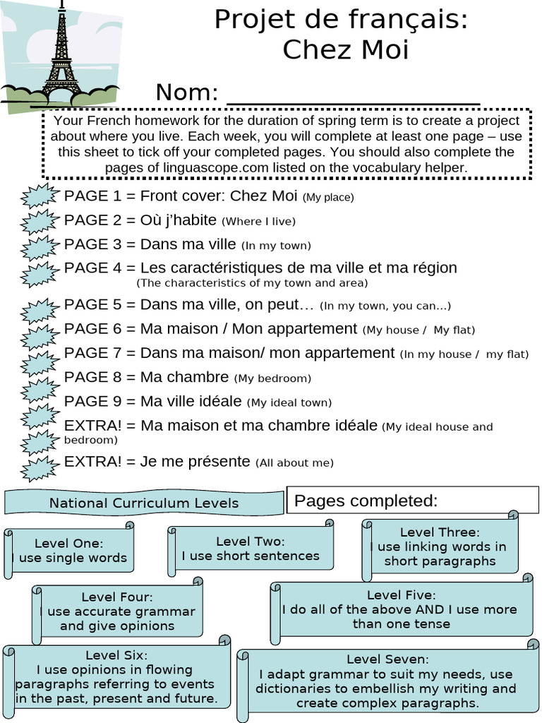 French Project: My Home and Town | PDF | Linguistics | Human Communication