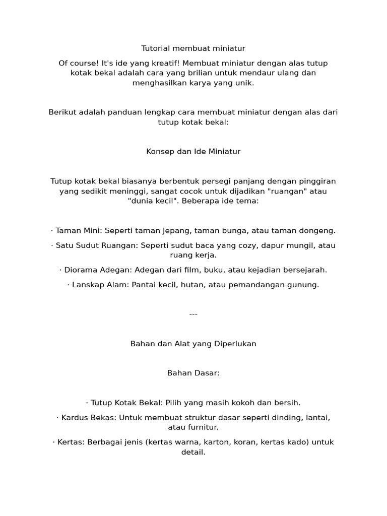 Tutorial Membuat Miniatur | PDF