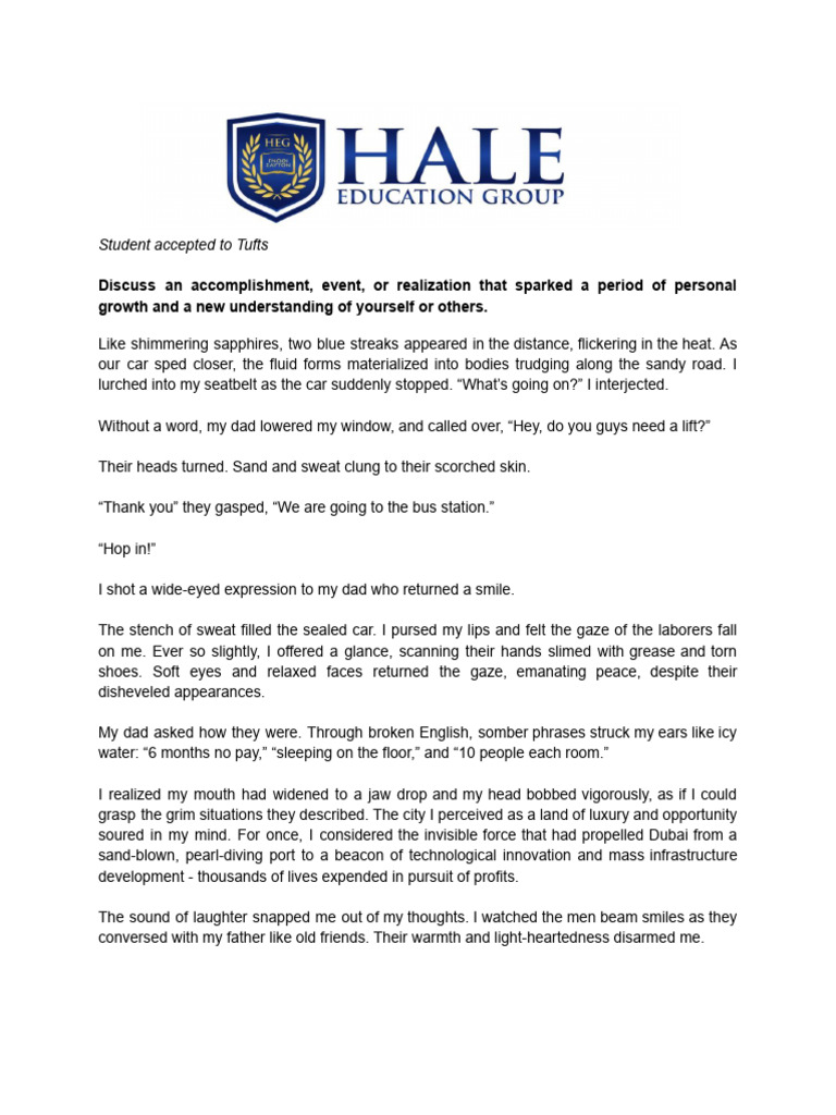 Hale - Personal Statement - Car Ride | PDF