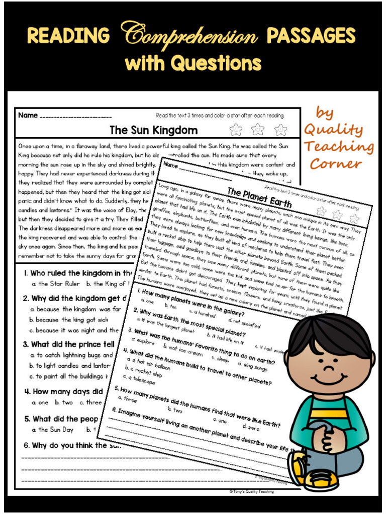Reading Comprehension Passages & Questions | PDF | Planets | Sky