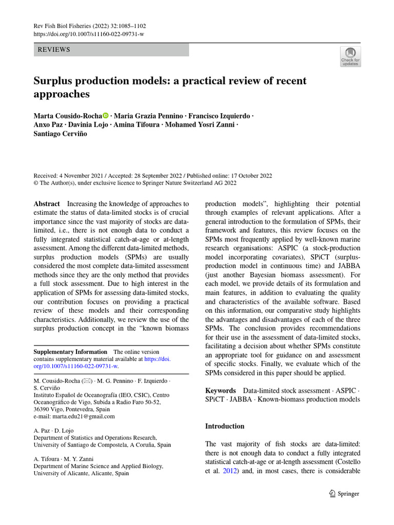 Surplus Production Models | PDF | Bayesian Inference | Bootstrapping (Statistics)